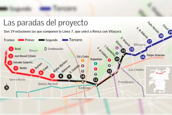 Avanzan a buen ritmo las obras de la línea 7 del Metro de Santiago ...